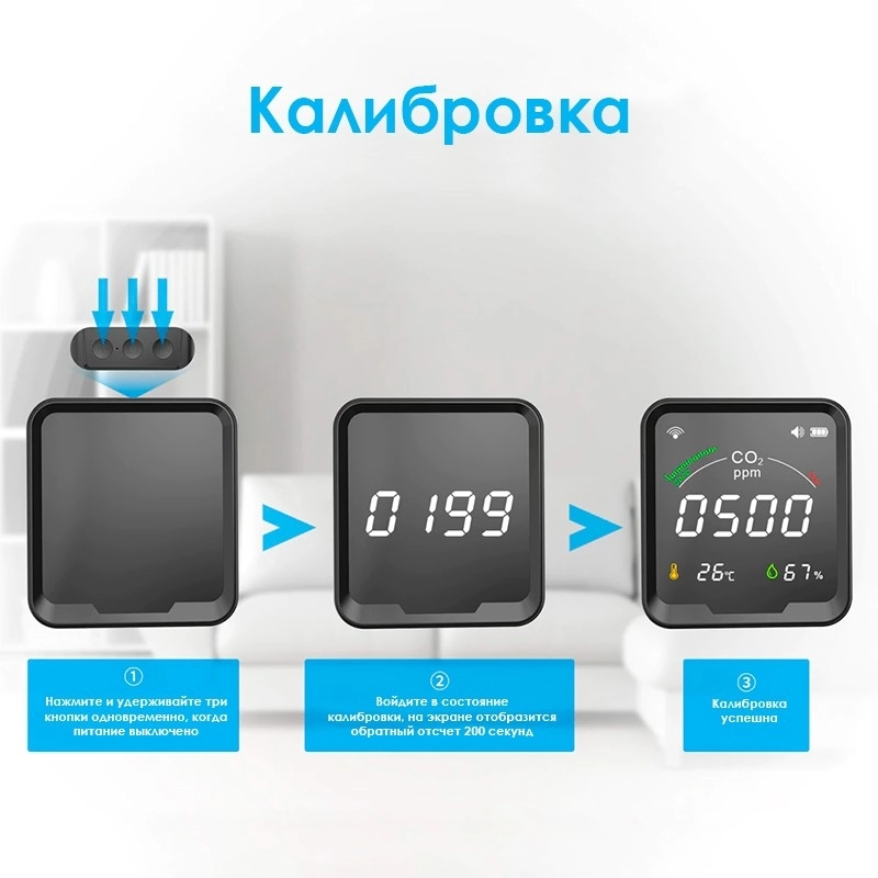 ≡ Smart Wi Fi Датчик Co2 температуры и влажности Tuya купить в Киеве